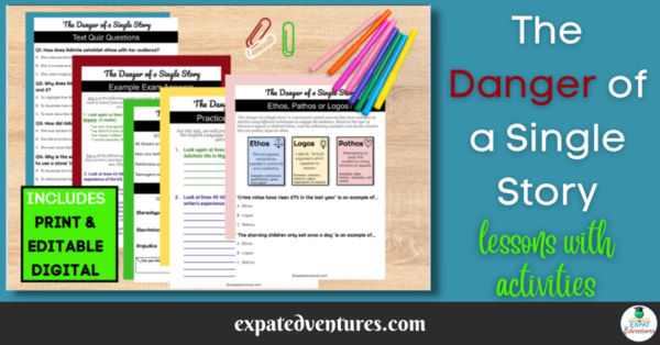 'The Danger of a Single Story' Lessons with Activities - Expat Edventures