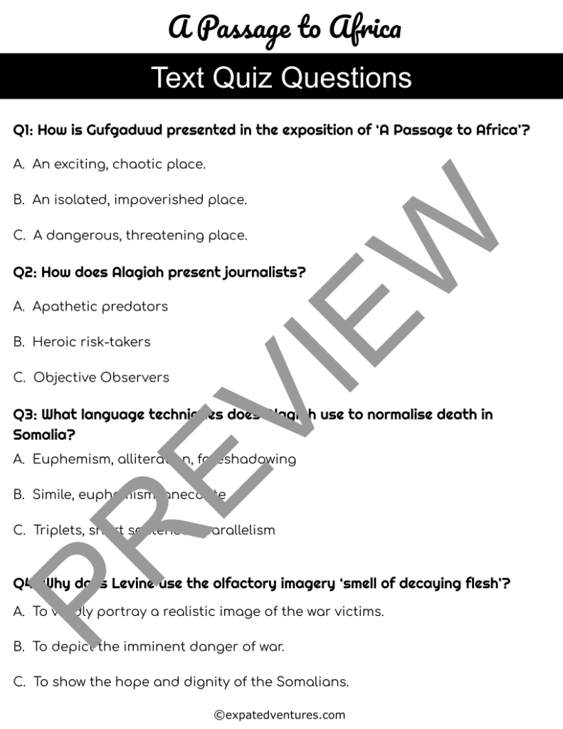 A Passage to Africa GCSE & IGCSE Activities and Resources - Expat ...