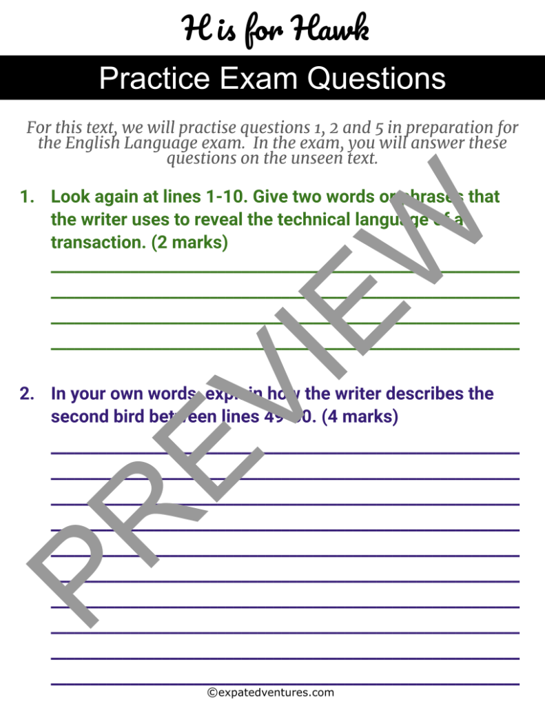 H is for Hawk IGCSE Resources - Expat Edventures