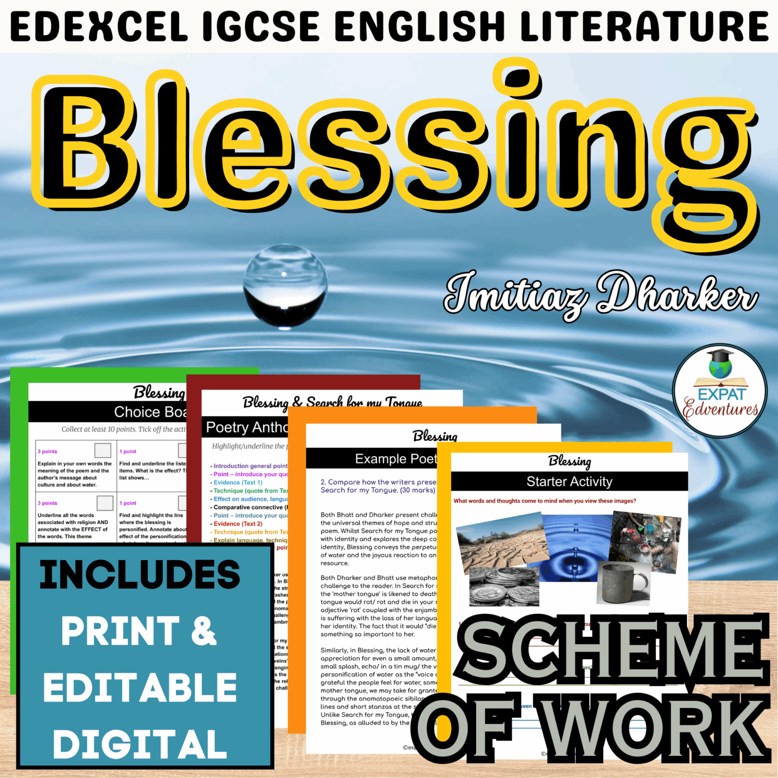 Editable Blessing IGCSE Poetry Resources - Expat Edventures