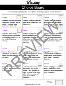 Editable Blessing IGCSE Poetry Resources - Expat Edventures